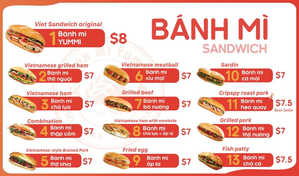 Menu – Banh Mi Yummi